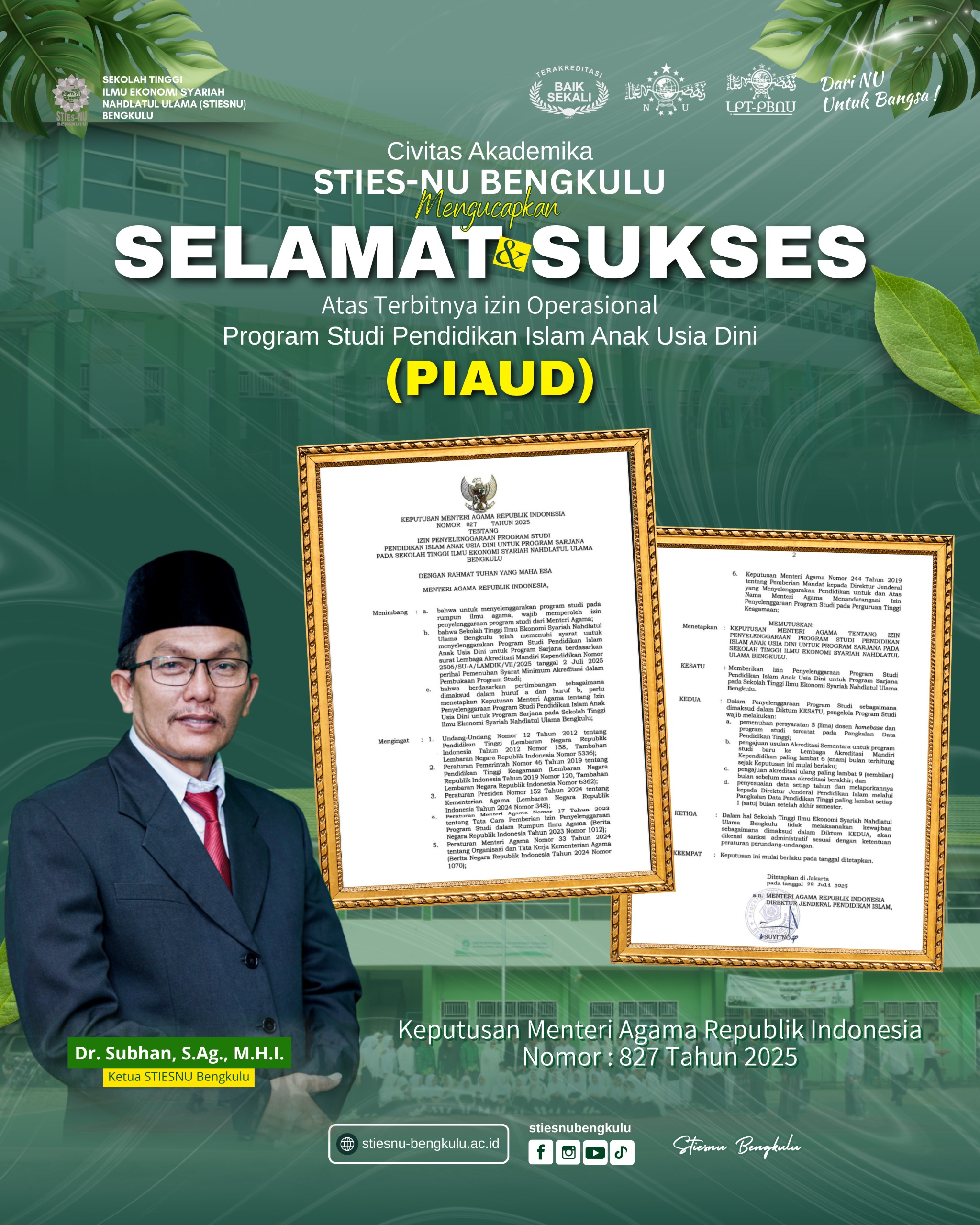 STIESNU Bengkulu Raih Izin Resmi Program Studi S1 PIAUD, Jawab ...